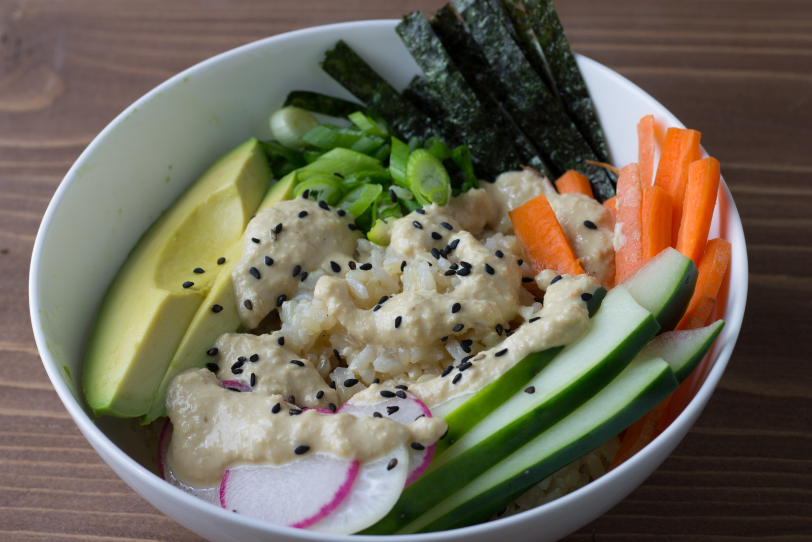 Deconstructed sushi bowl with wasabi-cashew sauce – Strong Roots Nutrition